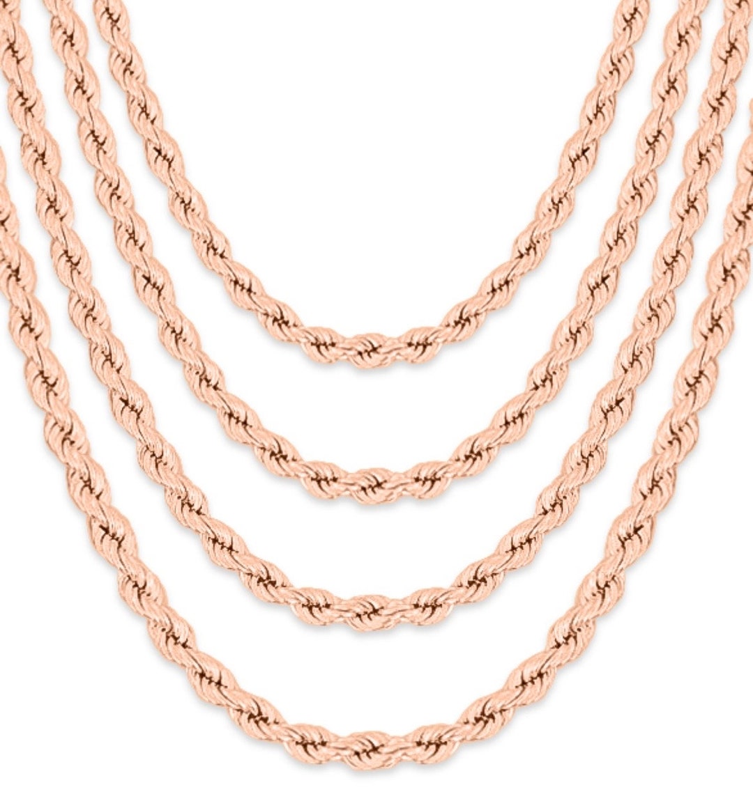 14k Rose Gold Rope Chain Necklace | 14K Gold Rope Necklace | Ladies ...