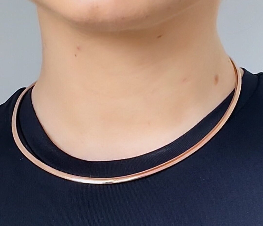 14k Rose Gold Classic Omega Chain Necklace | Omega Link Chain, 1.5mm 17 ...
