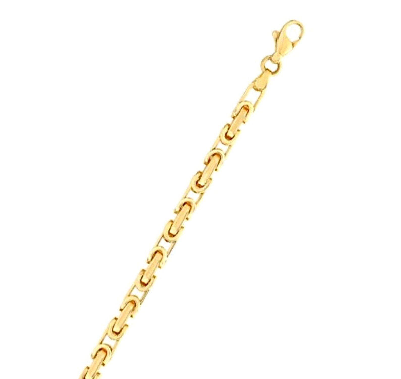 14k Real Thick Gold Byzantine Chain Necklace, Square Byzantine Chain ...