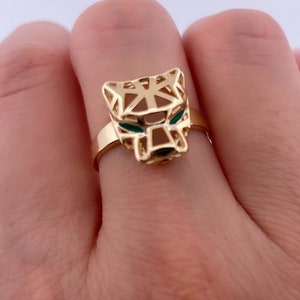 14k Real Gold Panther Ring, Helix Gold Panther Ring, Birthday Gift Size ...
