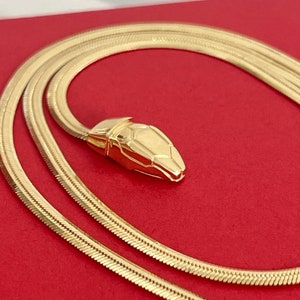 Herringbone 14k Gold Flat Snake Chain Necklace,serpent Link Fancy, 14k ...