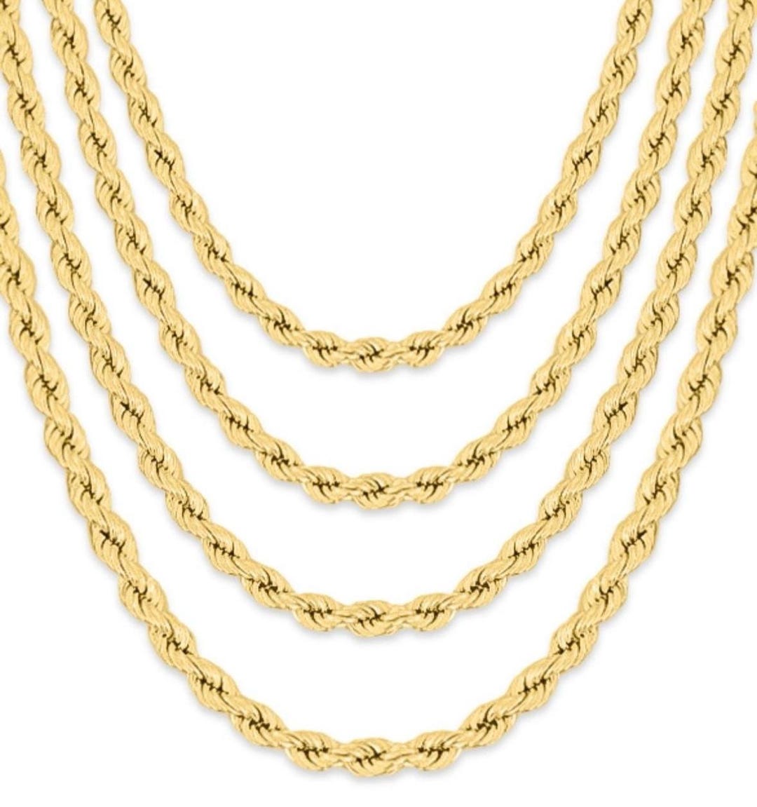 10k Solid Gold Rope Chain Necklace | 10K Gold Rope Necklace | Ladies ...