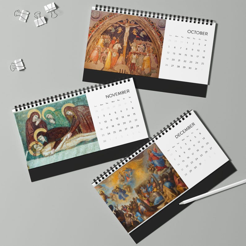2025 Christian Desktop Calendar, Religious Month Display, Catholic Art ...