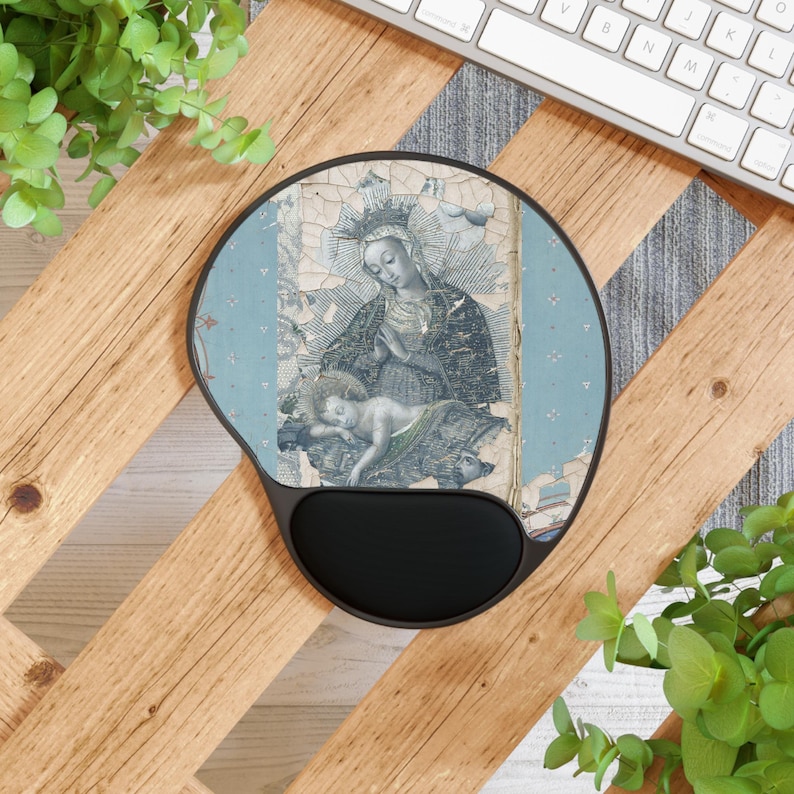 Vintage Mother of Jesus Mouse Pad, Ergonomic Wrist Rest, Catholic Gift ...
