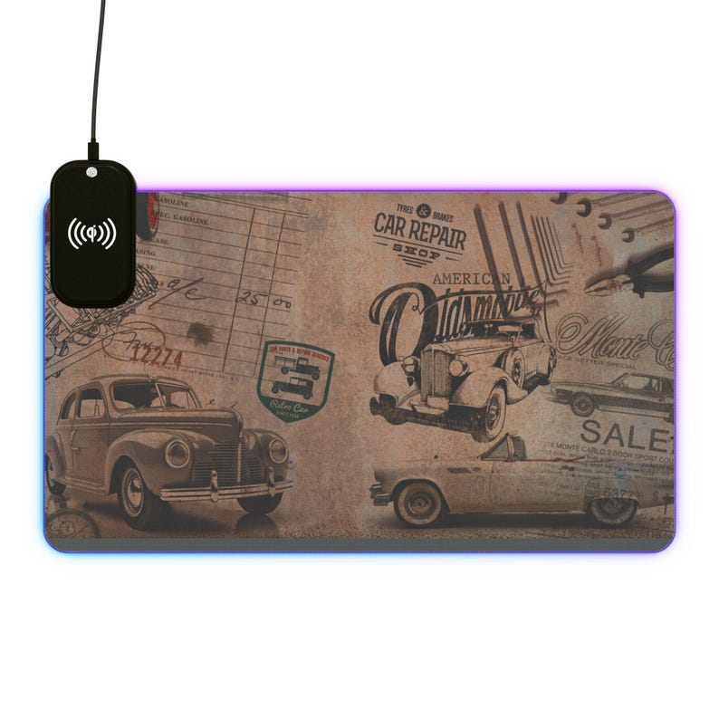 Vintage Car LED Gaming Mouse Pad With Wireless Charging - Etsy