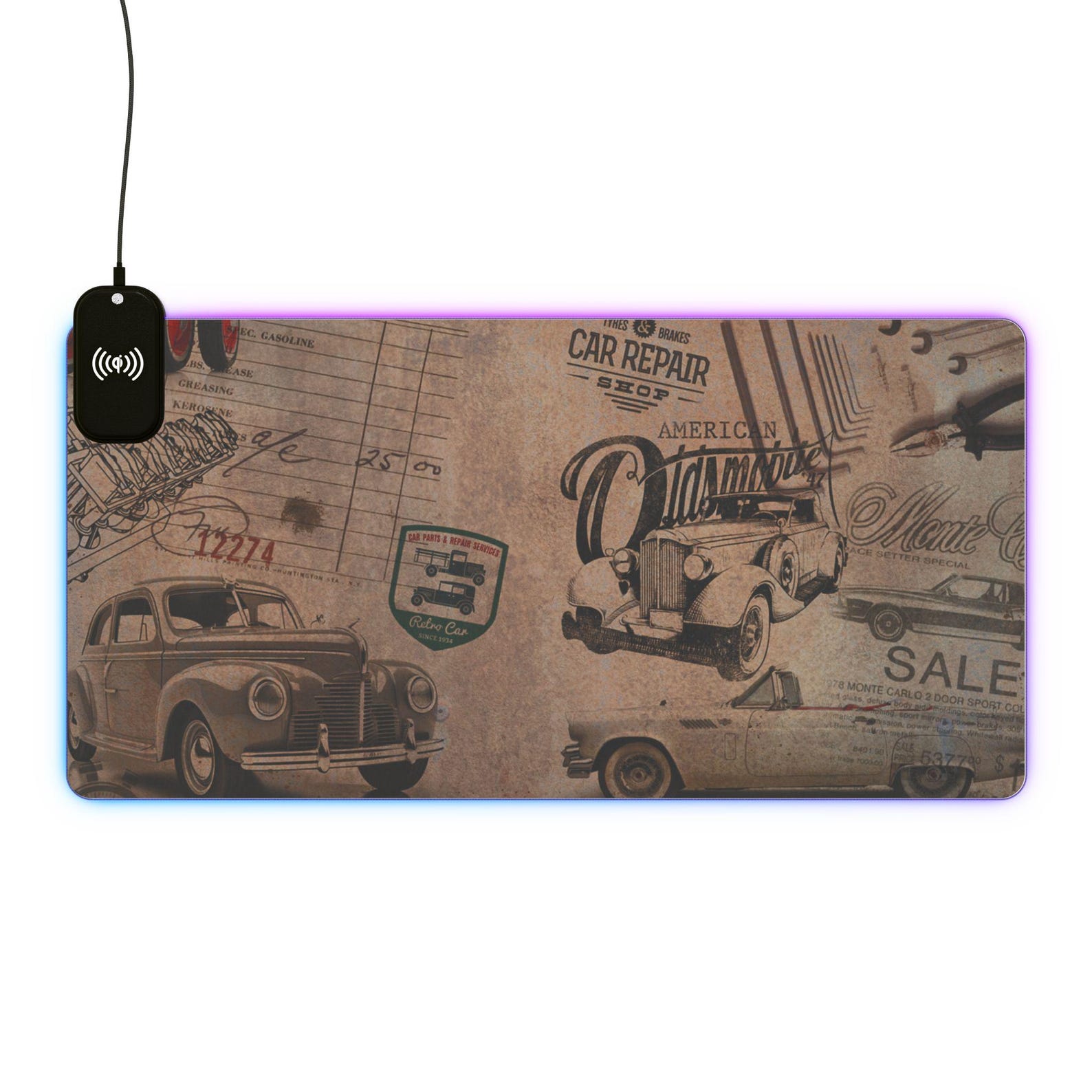 Vintage Car LED Gaming Mouse Pad With Wireless Charging - Etsy