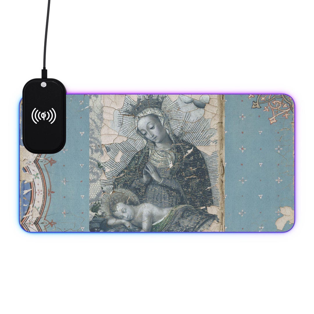 Mother of Jesus LED Gaming Mouse Pad, Wireless Charging Desk Mat - Etsy