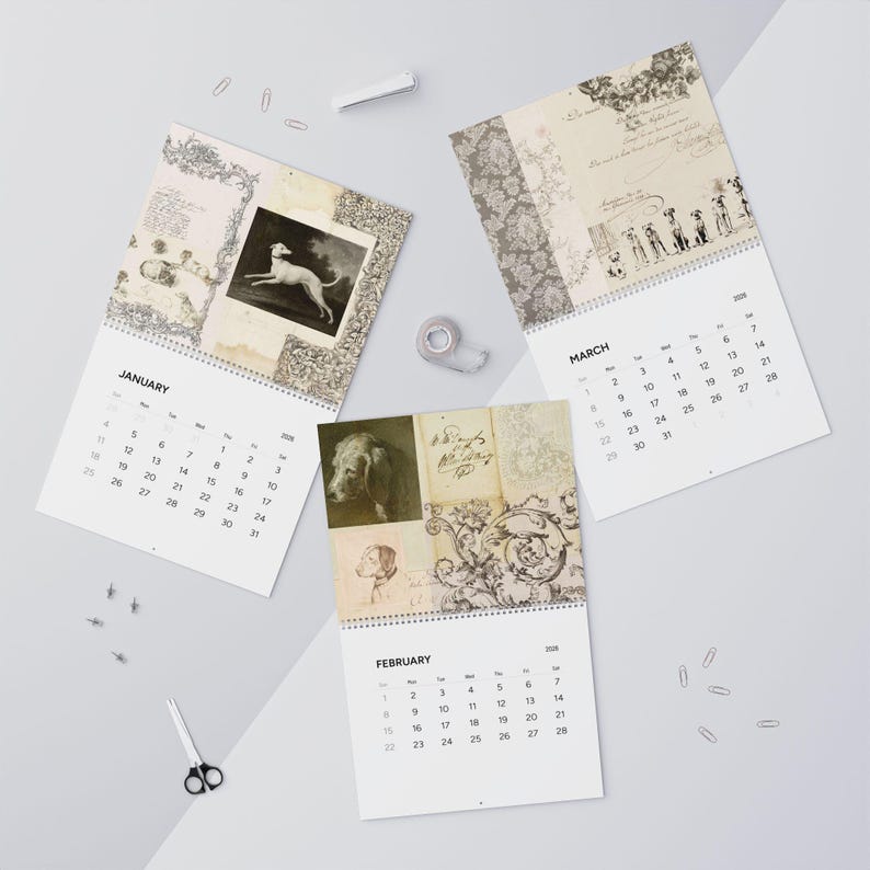 2026 Vintage Dogs Wall Calendar, Victorian Puppy Art - Etsy