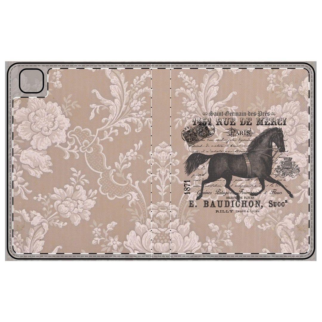 Vintage Floral Equestrian Tablet Folio, Boho Chic PU Leather Case - Etsy