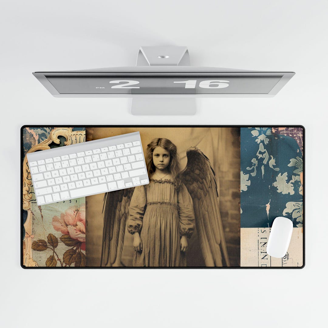 Floral Angel Desk Mat – Vintage Style Boho Chic Office Decor - Etsy