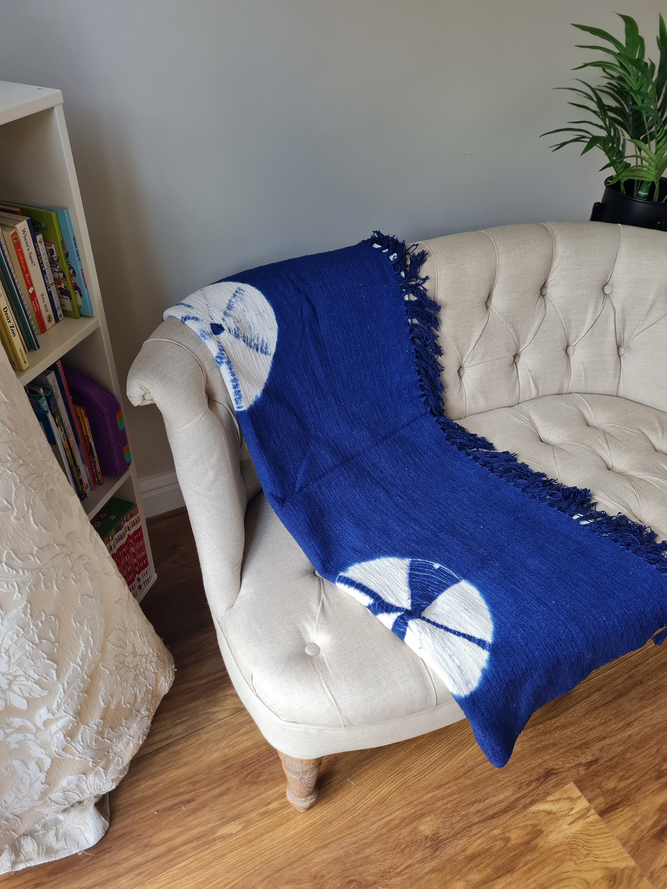 Blue Tie and Dye Cotton Throw, Sofa Throw, Home Decor - Etsy