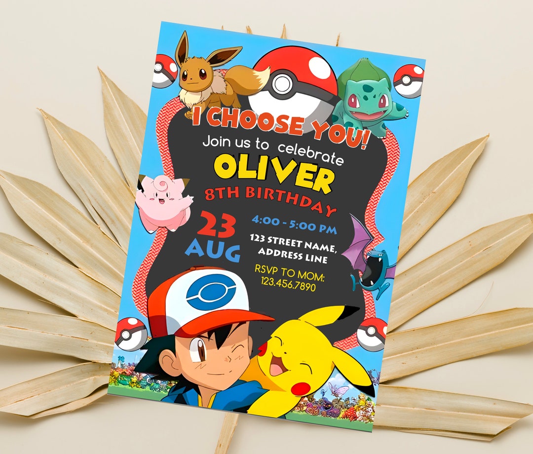 Editable Pokemon Birthday Invitation Pokemon Party Invite - Etsy Portugal