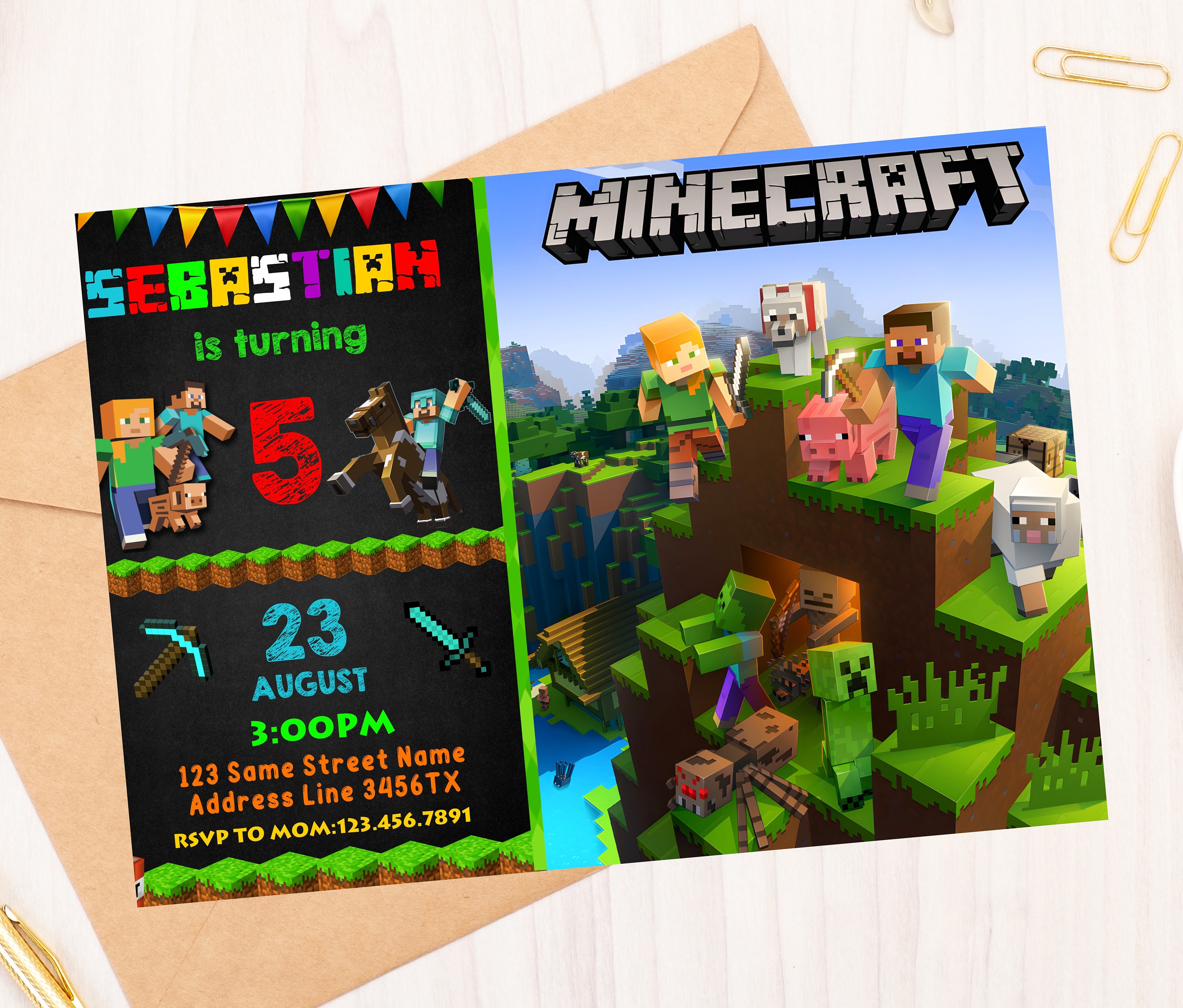 Minecraft Party Invitation