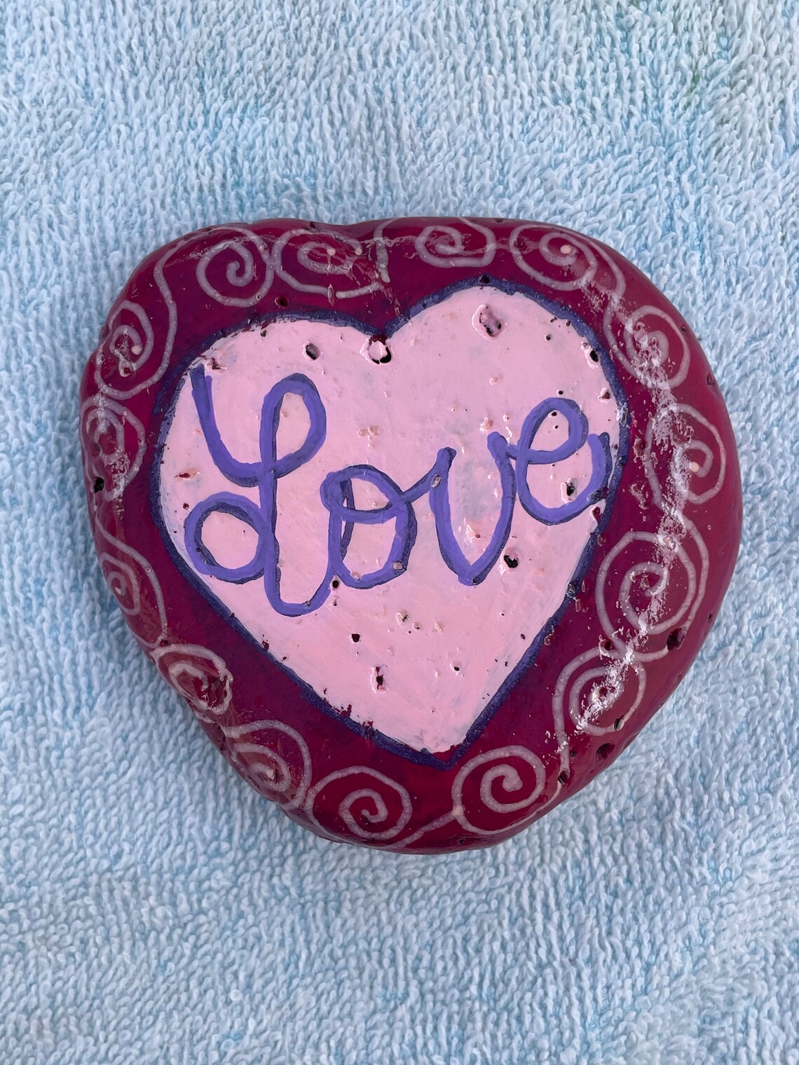 Love Painted Heart Rock for Garden - Etsy