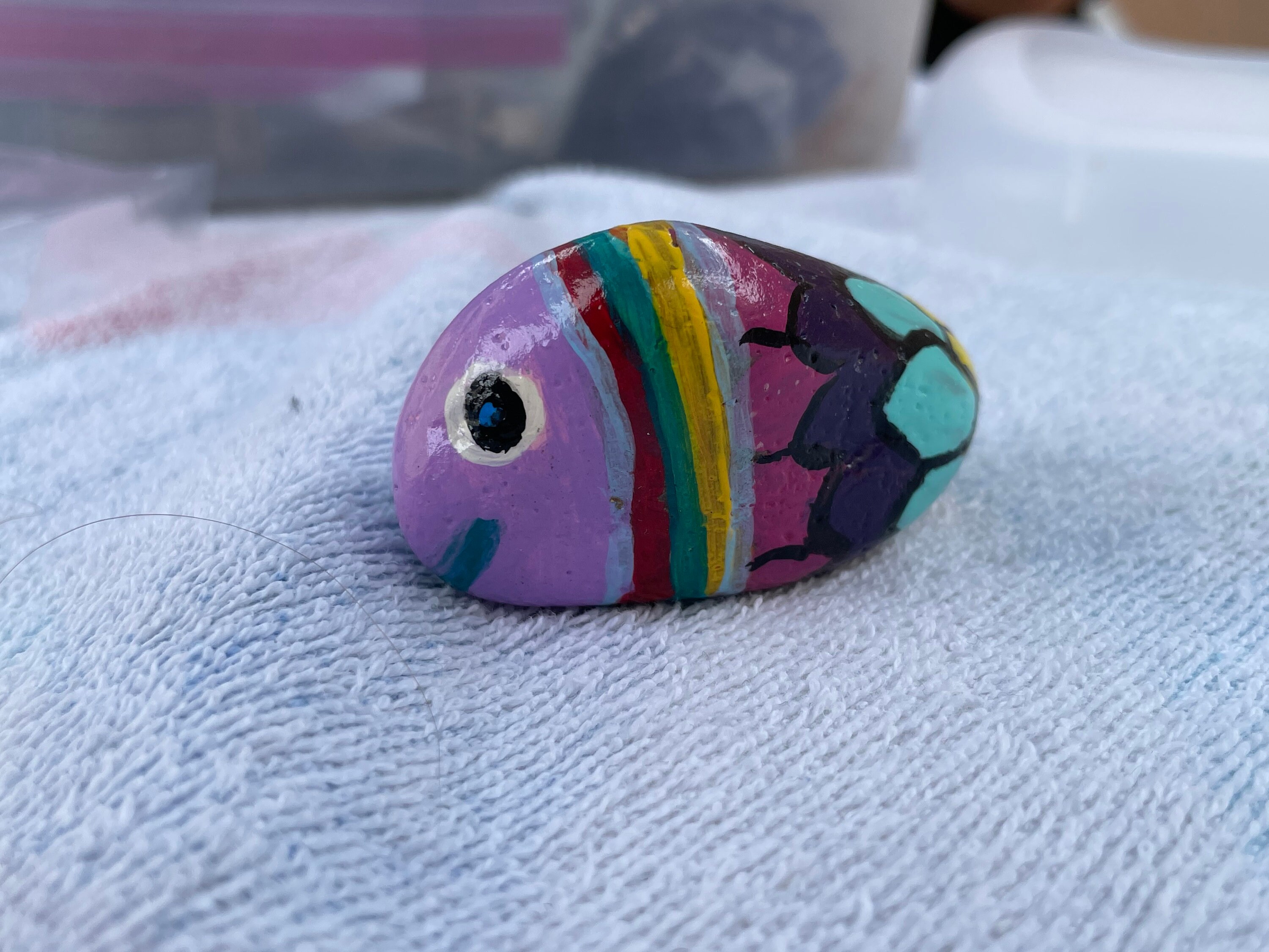 Rainbow Fish Painted Garden Rock - Etsy