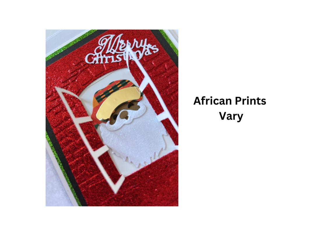 Multicultural Santa Looking Out of a 3-D French Window. Color Customize ...