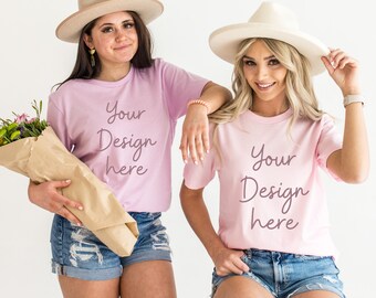 Bella Canvas 3001 Pink Mock up | Spring Mockup | Easter Mockup ...