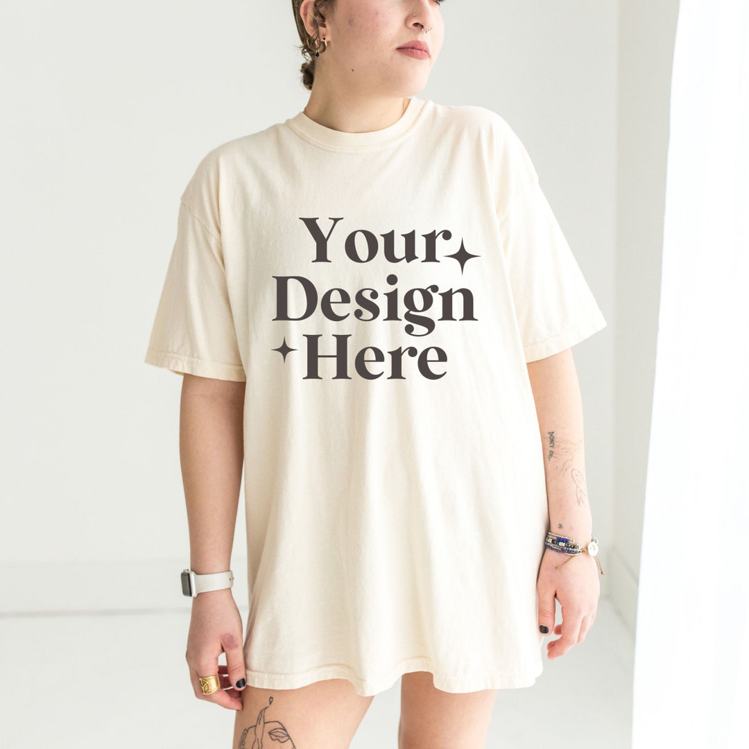 Comfort Colors C1717 Ivory Shirt Mockup Oversized Mockup Ivory Shirt ...