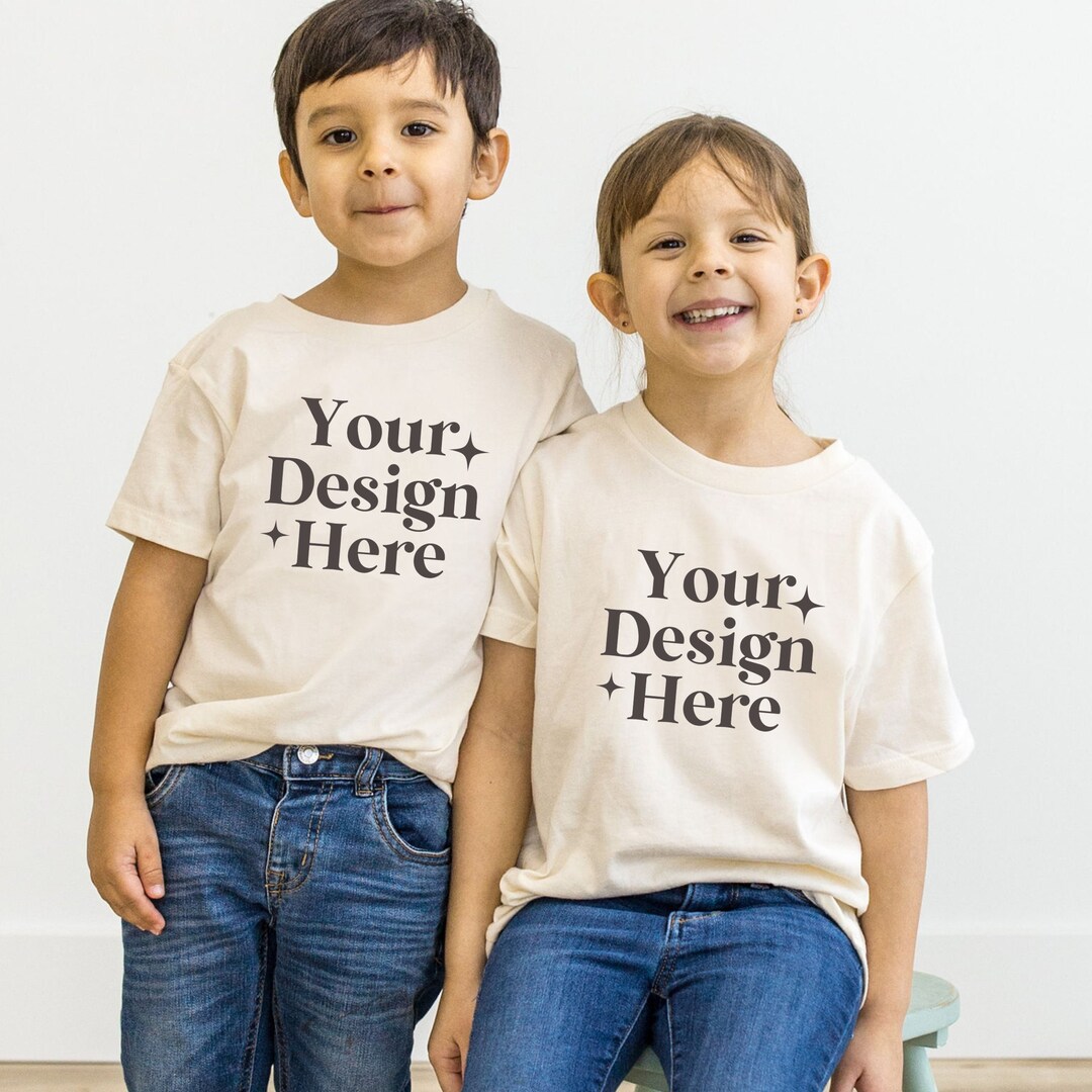Kids Modeled T-shirt Mockup, Bella Canvas 3001T Model, Heather Dust ...