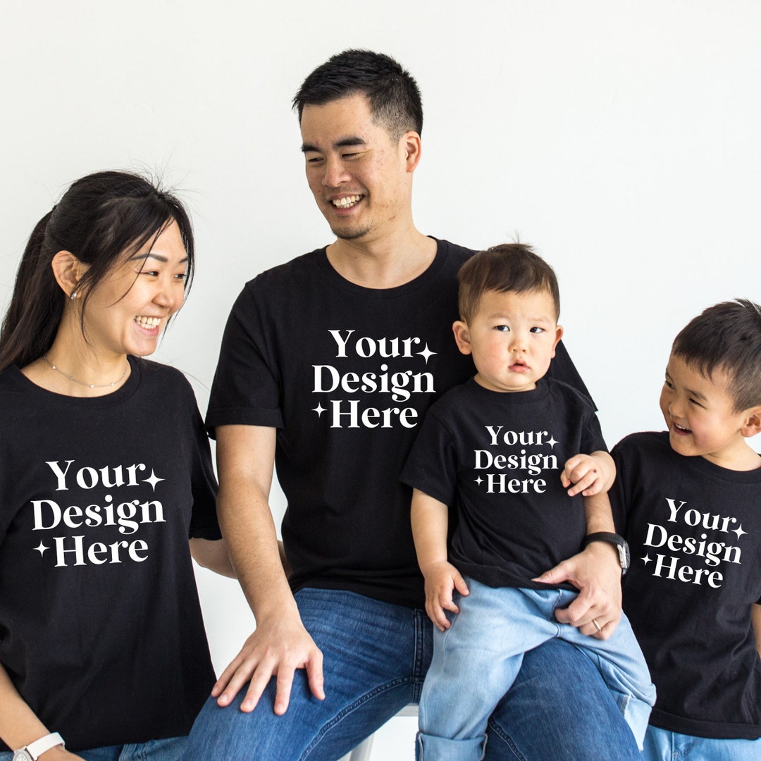 Family Mockup Group Tshirts Mockup Multiple Black Tshirts Mockup ...