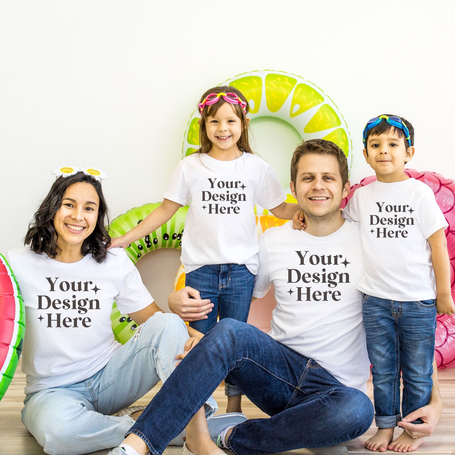 Family Mockup / Vacation Mockup / Group Tshirts Mockup / Multiple White ...