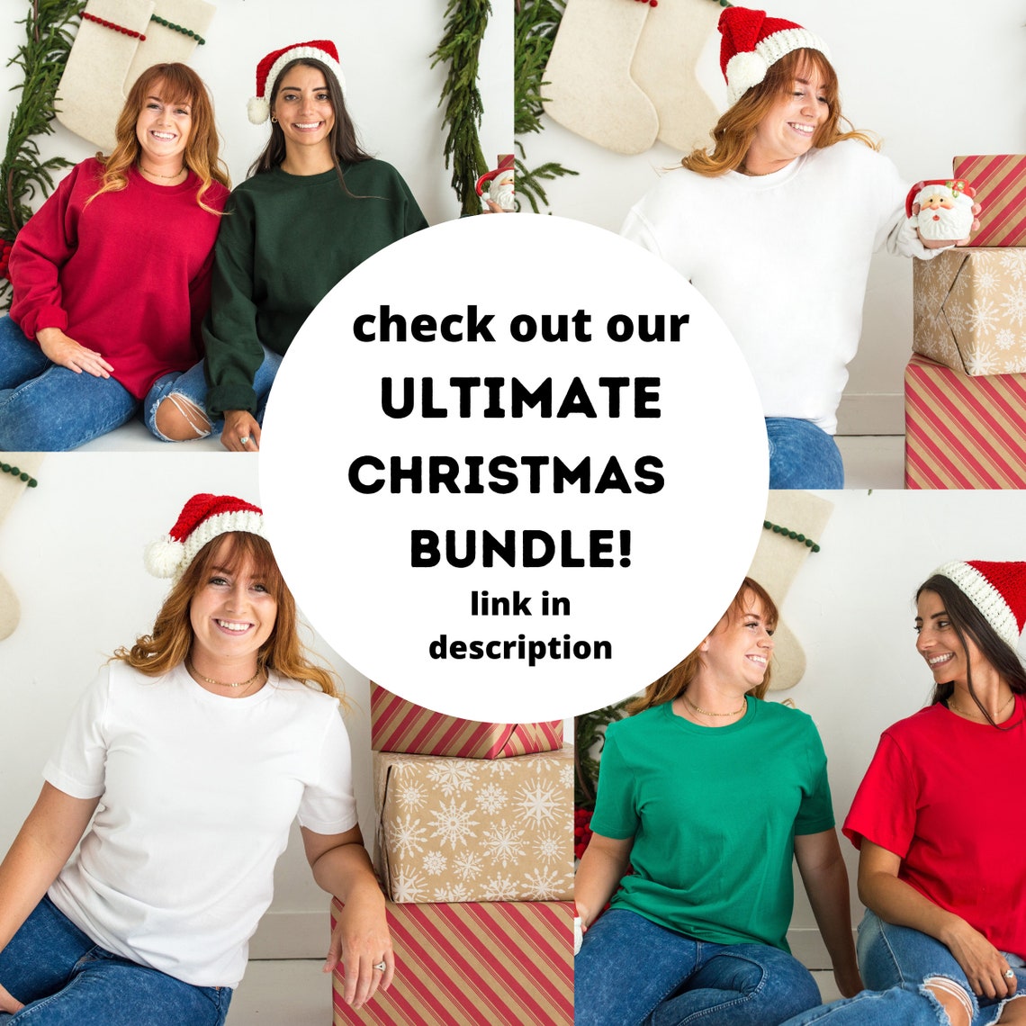 Gildan 18000 Sweatshirt Mockup - Group Mockup - Red and White ...
