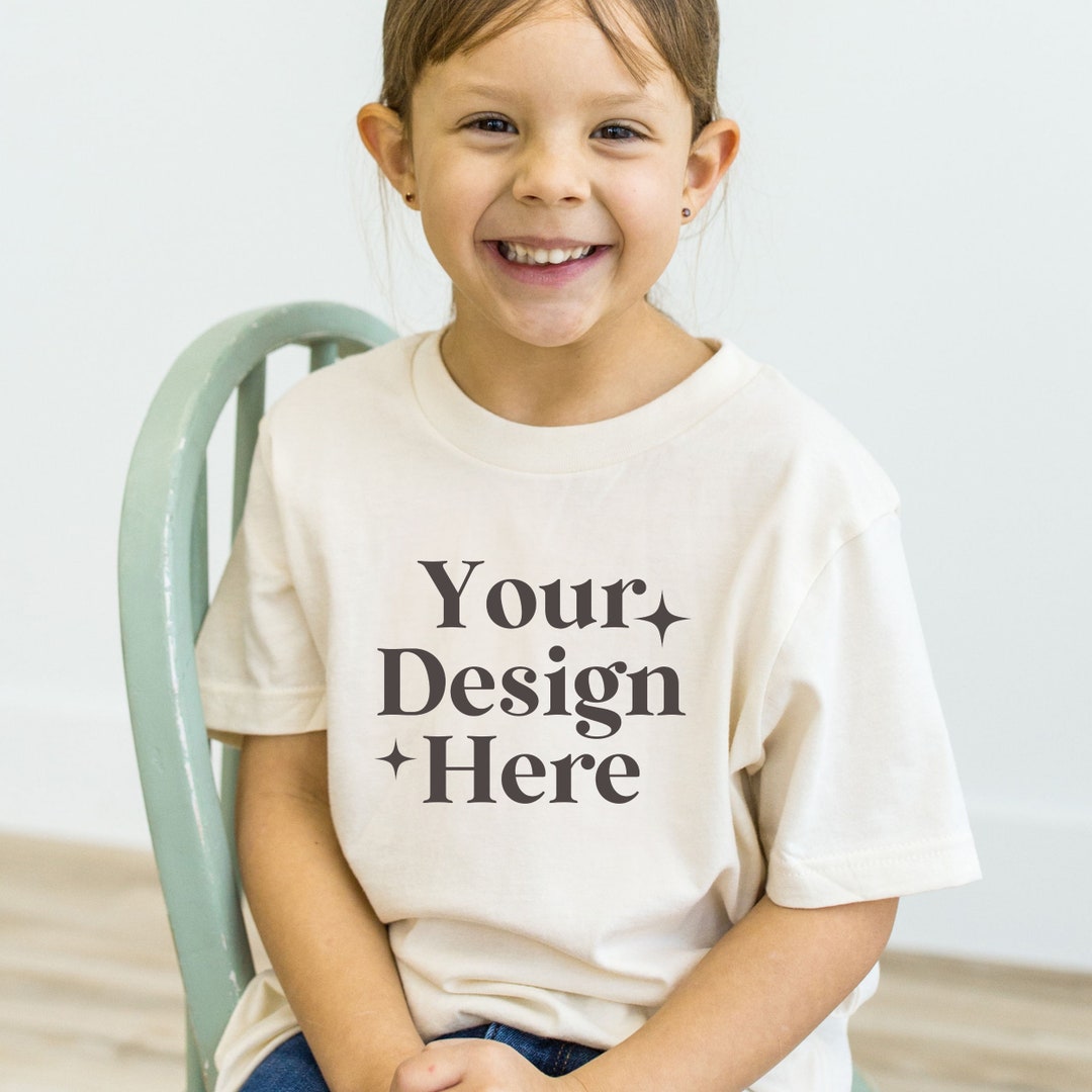 Kids Modeled T-shirt Mockup, Bella Canvas 3001T Model, Heather Dust ...