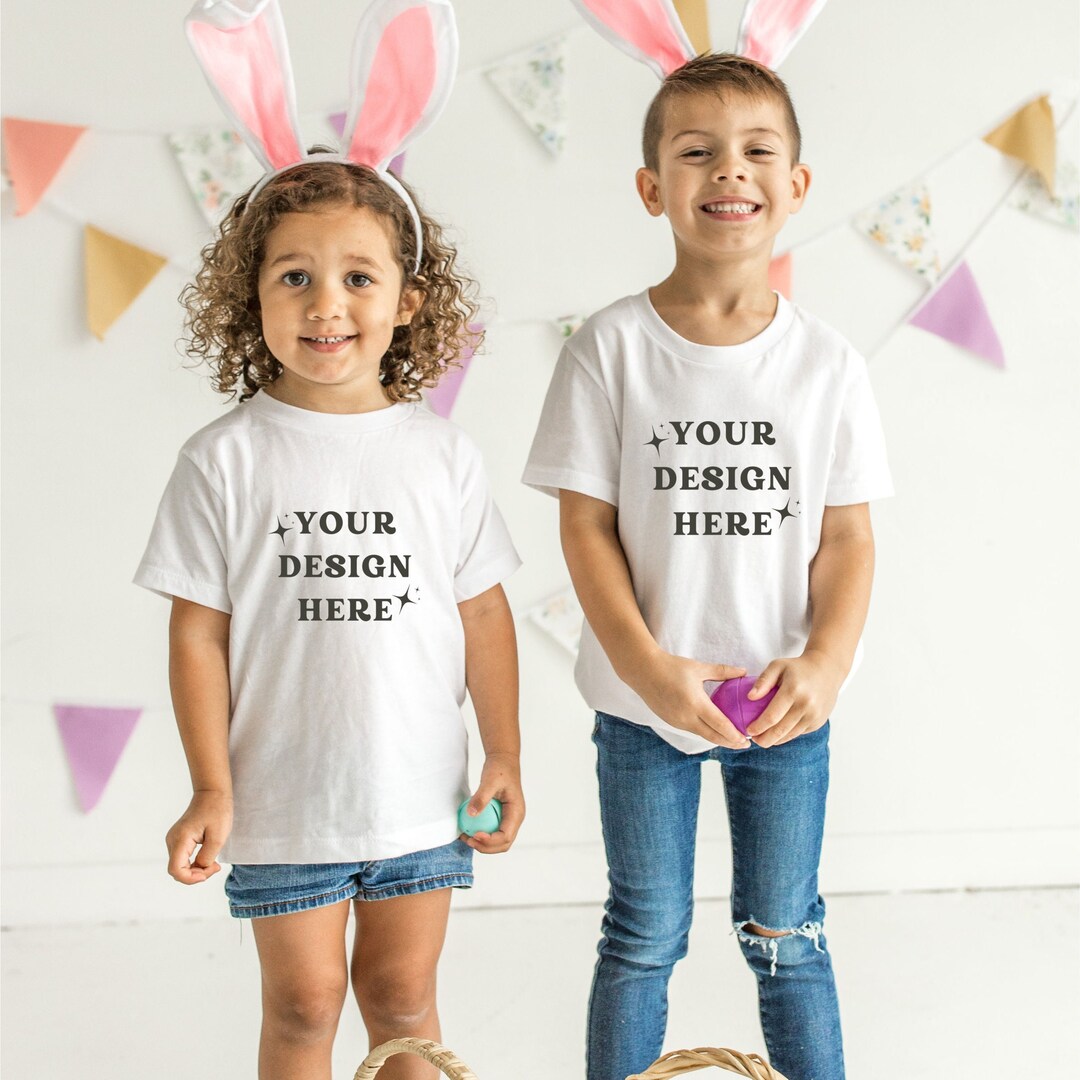 Easter Mockup Spring Mockup Sibling White T-shirt Mockup Models Toddler ...