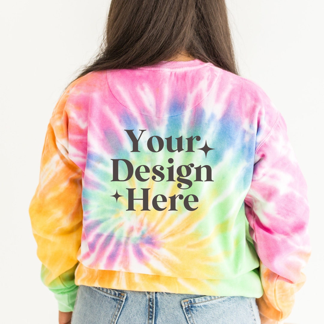Back of Colortone 8100 Eternity Mockup Tie Dye Sweatshirt Mock up ...