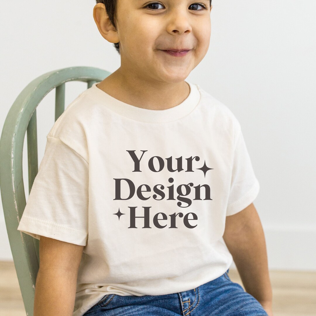 Kids Modeled T-shirt Mockup, Bella Canvas 3001T Model, Heather Dust ...