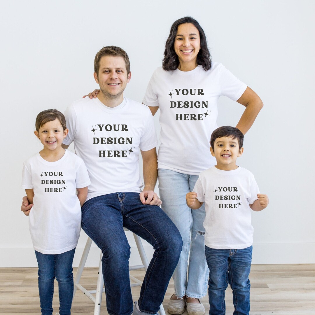 Family Blank White T-shirt Bella Canvas 3001 3001T 100B White Mock up ...