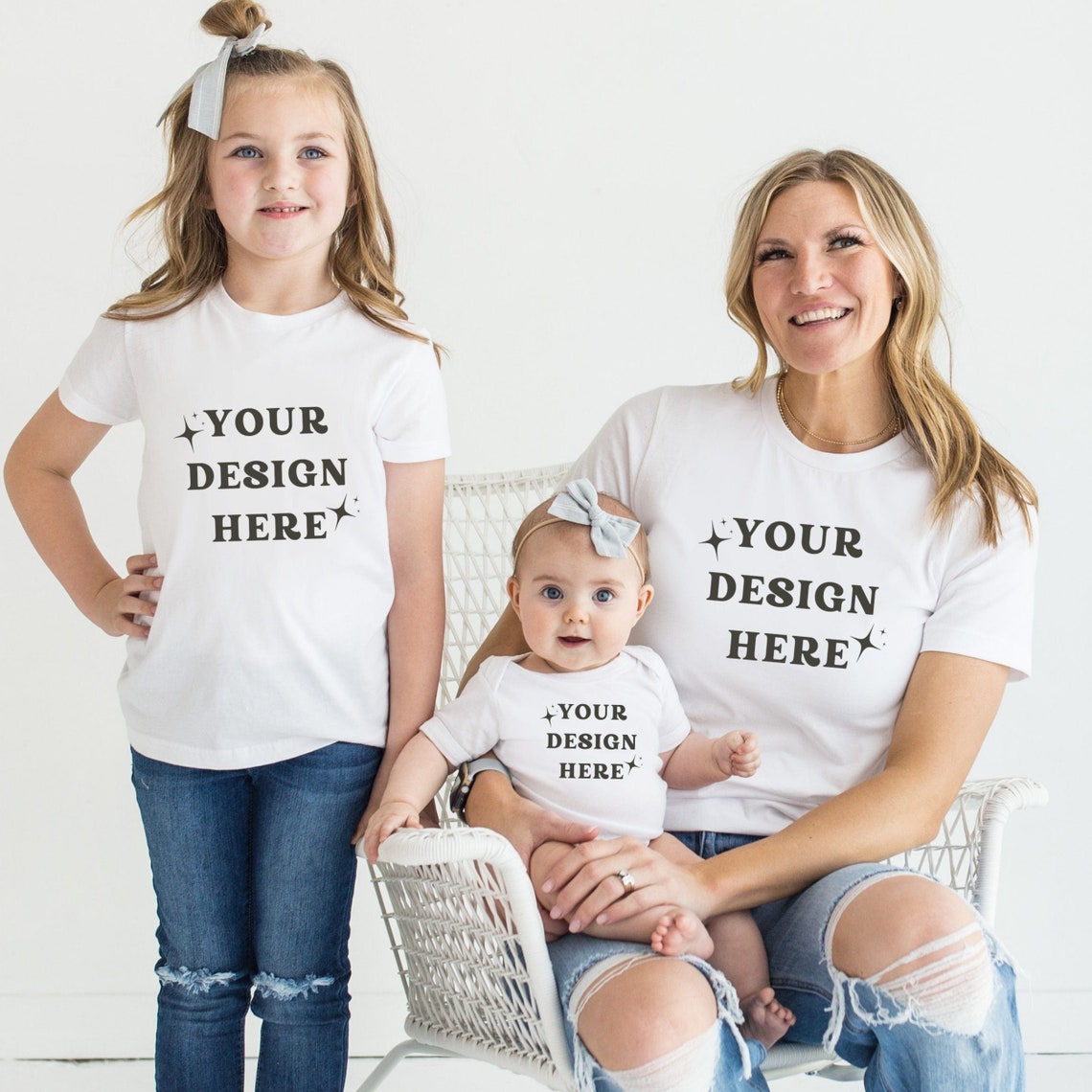 Mommy and Me White T-shirt Mockup Models Mother Daughter - Etsy