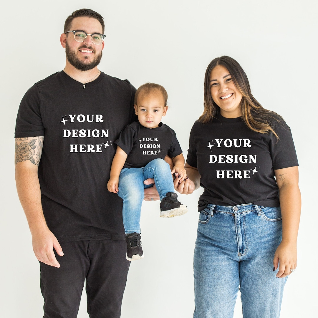 Bella Canvas 3001 Mockup Family Black Tshirt Mockup Mommy & Me Mock up ...