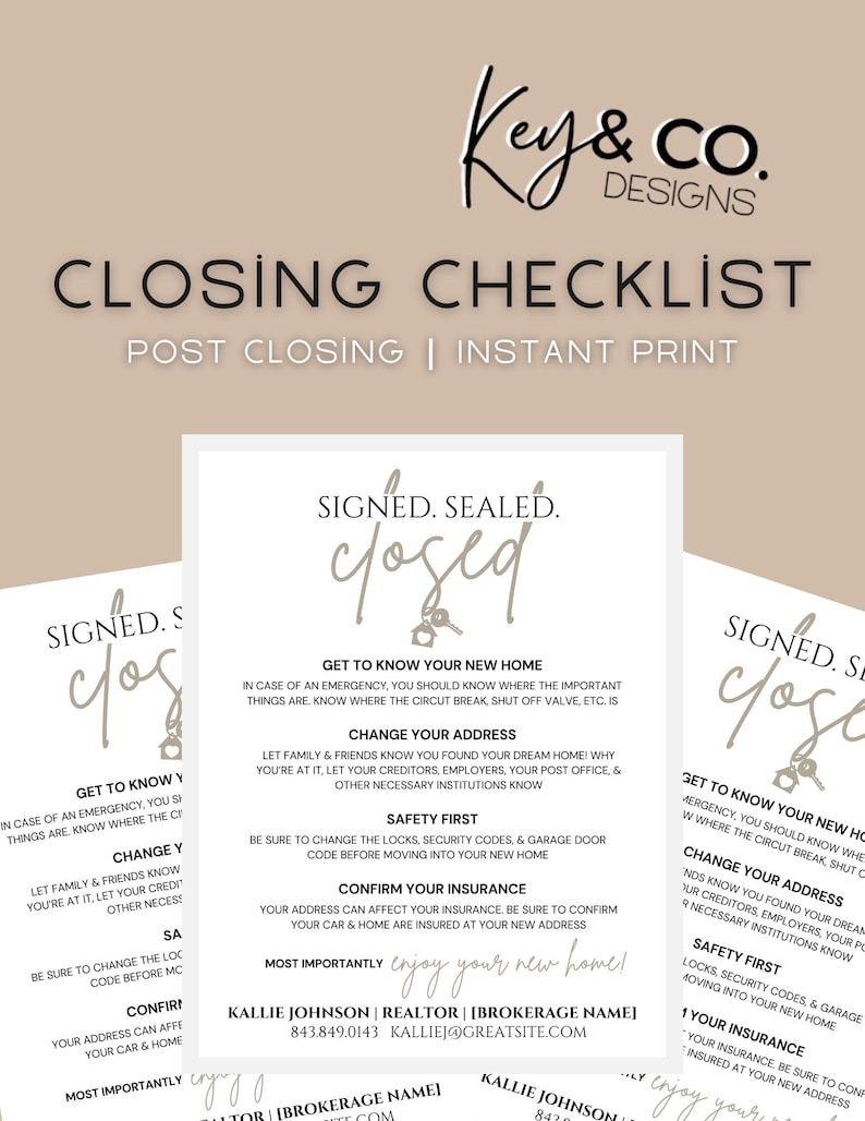 Post-closing Homeowner Checklist Flyer | Printable & Customizable ...