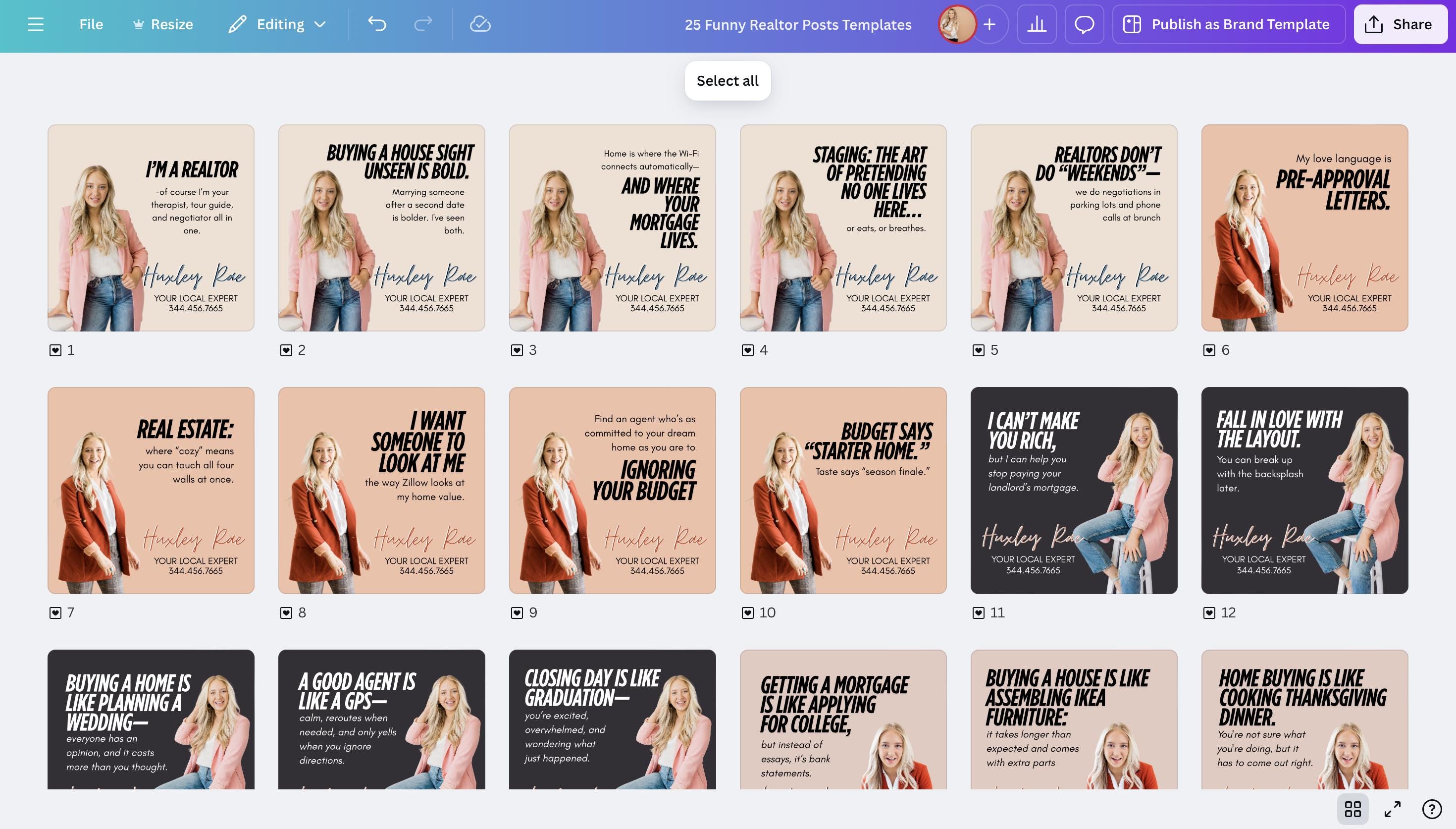 25 Funny Real Estate Social Media Templates | Realtor Marketing Canva ...