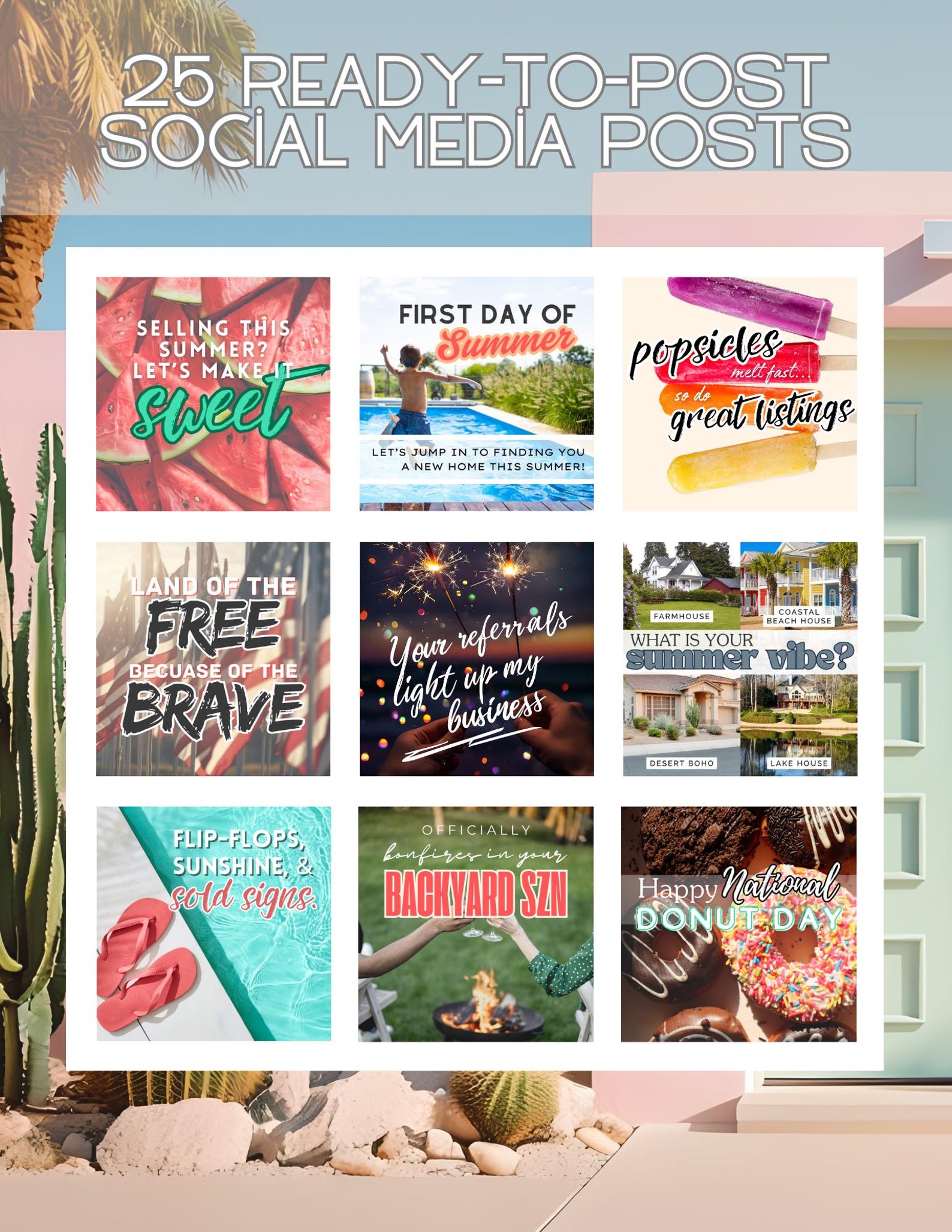25 Summer Real Estate Social Media Templates | Realtor Marketing Canva ...