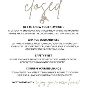 Post-closing Homeowner Checklist Flyer | Printable & Customizable ...