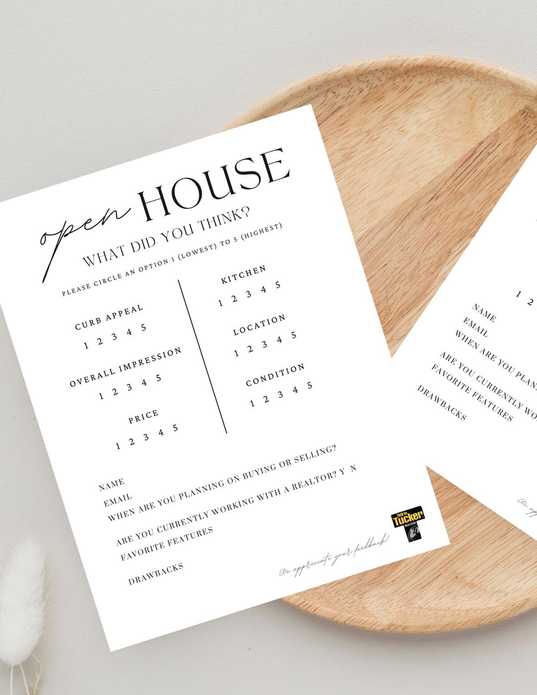 Open House Questionnaire Template Instant Download & Customizable ...