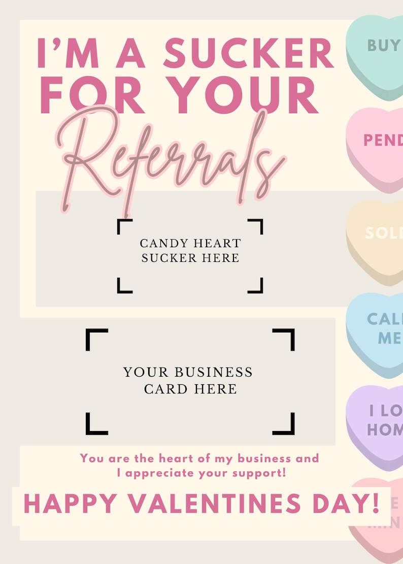 Valentine's Day Referral Card - "i'm a Sucker for Your Referrals ...