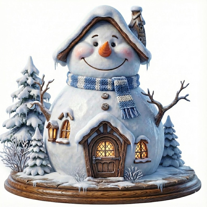 Snowman Christmas House STL | Festive Winter Cabin Decor | Christmas ...