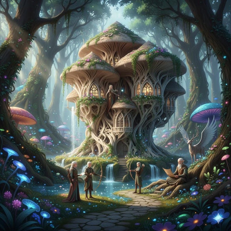 Elven Treehouse Village STL | Fantasy Organic Architecture Diorama ...