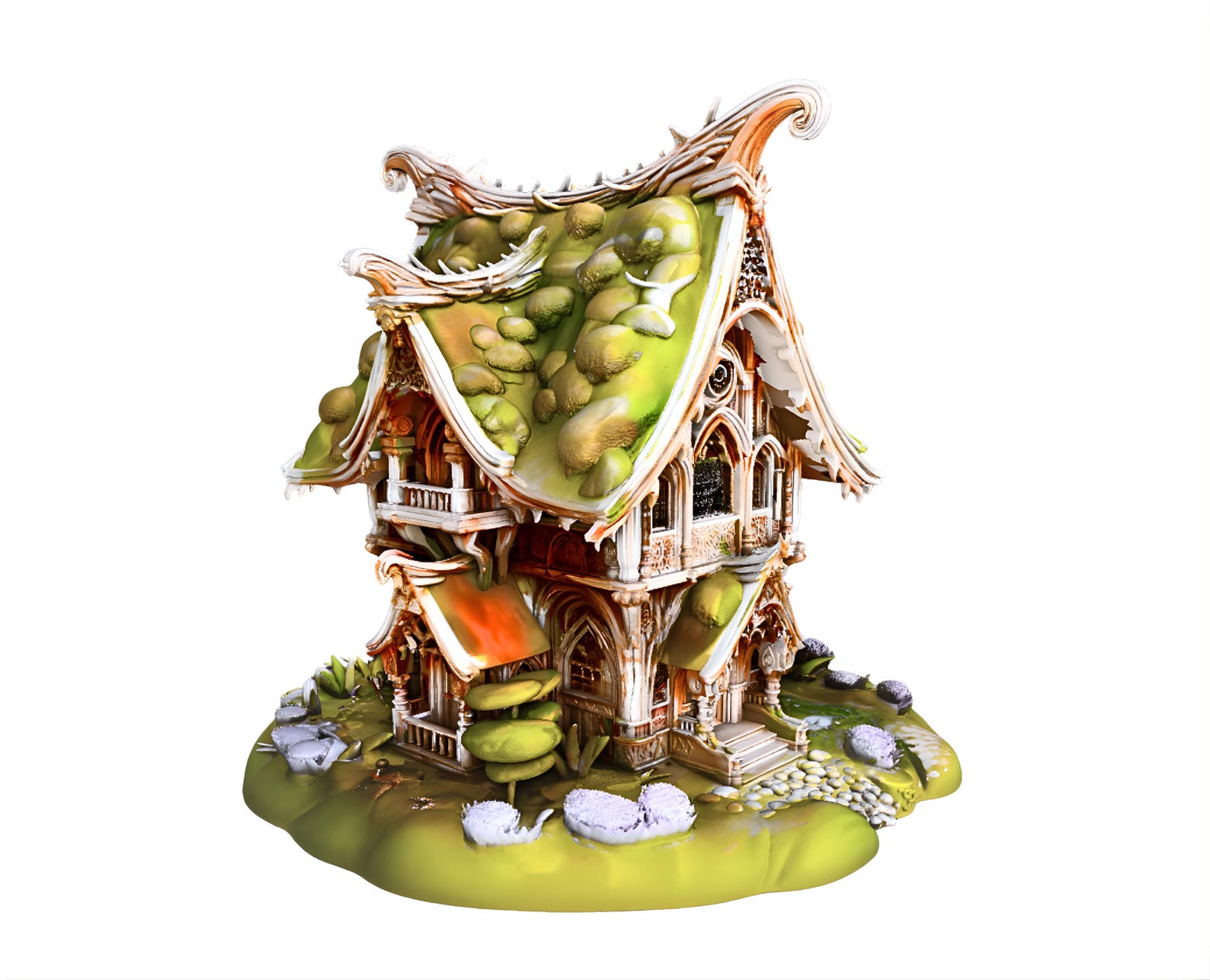 Elven Fantasy Cottage House STL | Fairy Tale Diorama Model | 3D ...