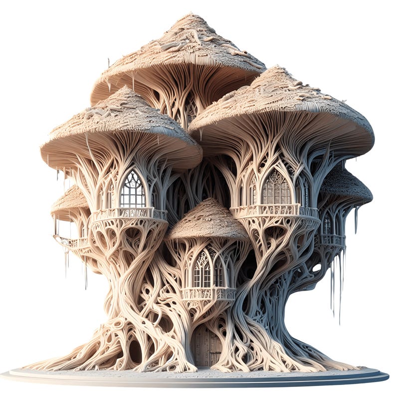 Elven Treehouse Village STL | Fantasy Organic Architecture Diorama ...