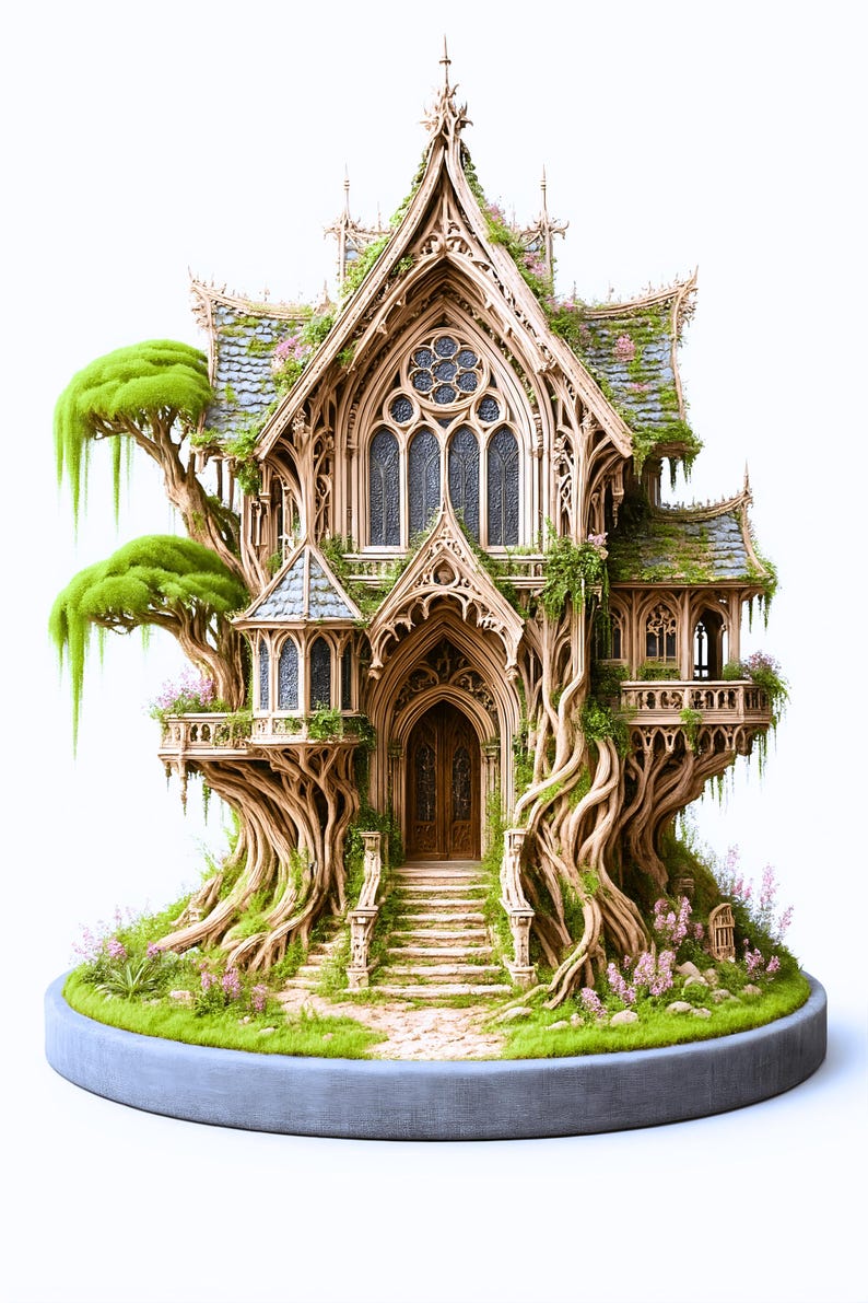 Fantasy Elven Tree House STL | 3D Printable Diorama Model | Fairytale ...