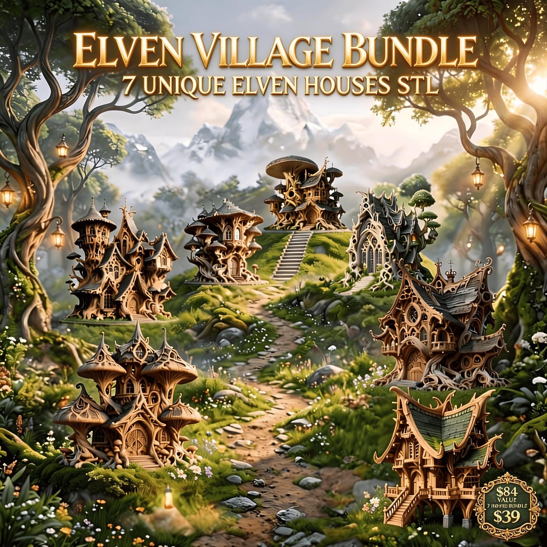 Elven Village STL Bundle | 7 Fantasy Elf Houses | Dnd Terrain Pack ...