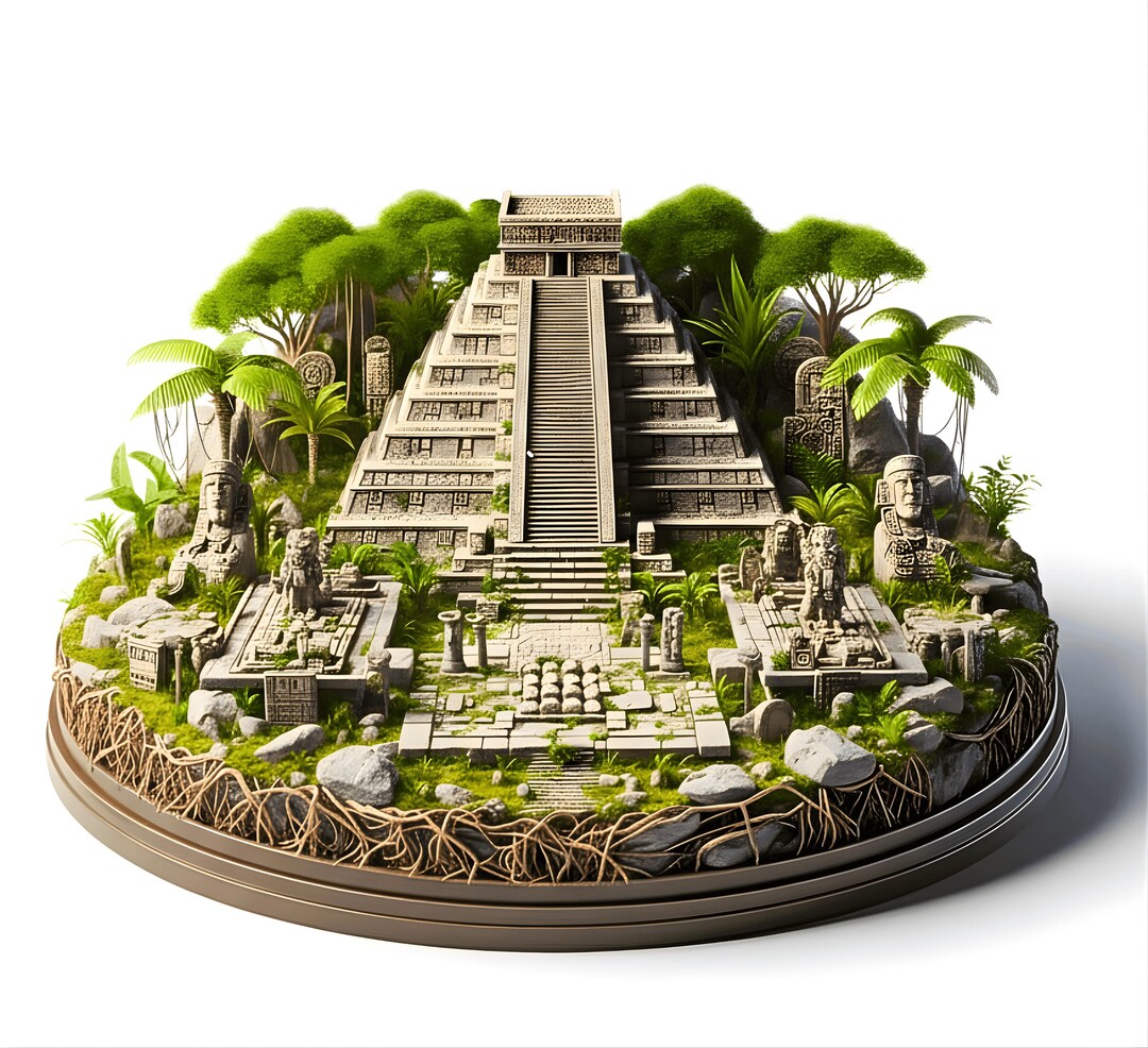 Maya Jungle Pyramid STL | Ancient Temple Diorama | Lost Civilization ...