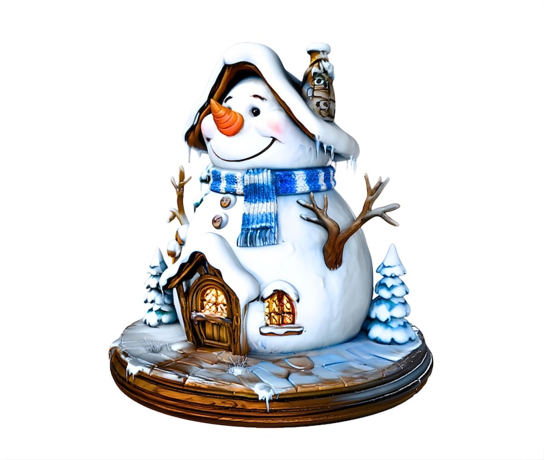 Snowman Christmas House STL | Festive Winter Cabin Decor | Christmas ...