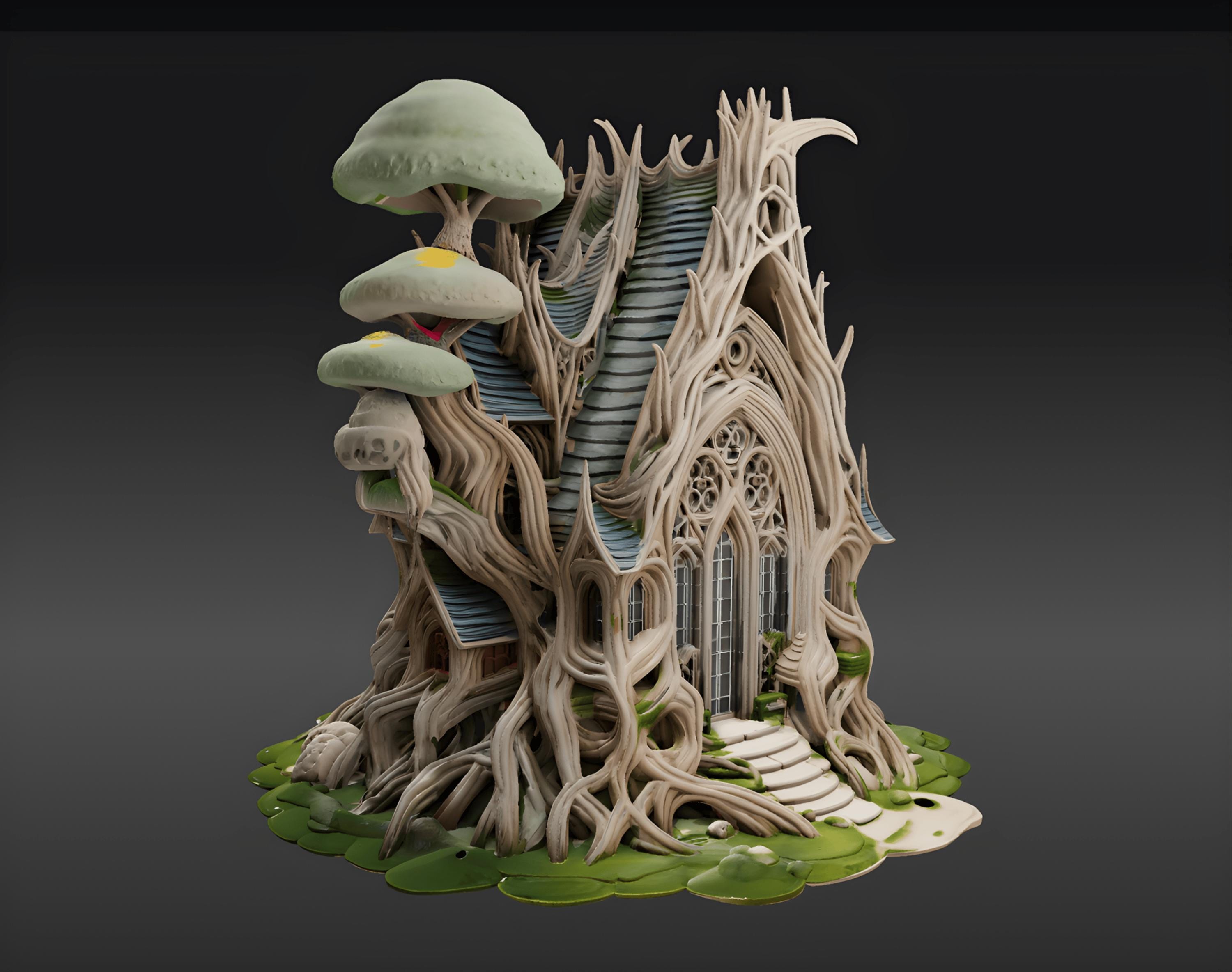 Elven Rootbound Cottage STL – Fantasy Tree House 3D Model for Printing ...