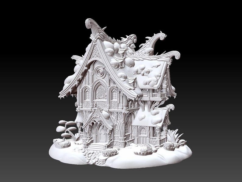 Elven Fantasy Cottage House STL | Fairy Tale Diorama Model | 3D ...