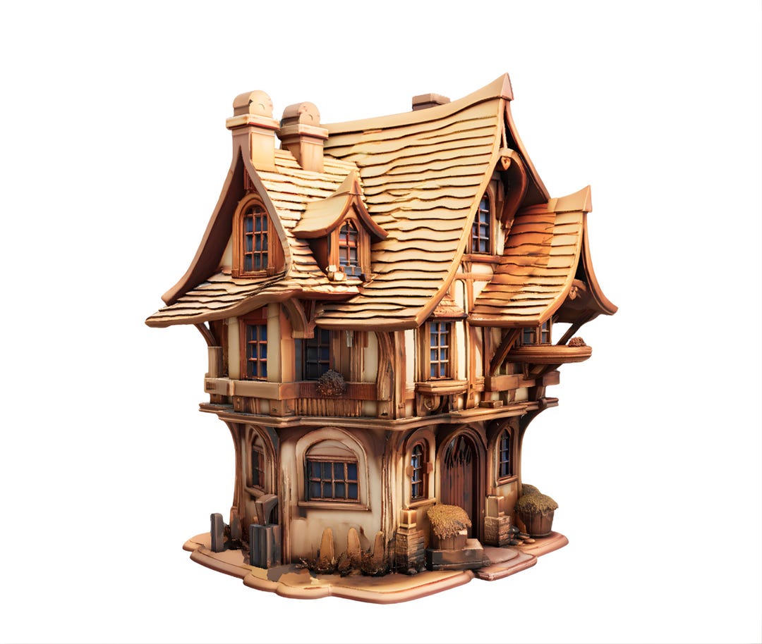 Rustic Fantasy Cottage STL – Medieval Village House 3D Model for ...
